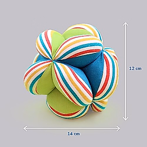 Shumee Colorful Plush Fabric Ball| Baby Textured Ball, Baby Fabric Plush Stuffed Ball Toys, Montessori Soft Ball Toys | Developmental Clutch with Rattle, Infant/Babies | Newborn Gift