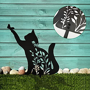 Metal Black Cat Stake Garden Garden Statue, Yard Decoration Art Lawn, Cat Gifts for Cat Lovers, Outdoor Home Decoration Metal Animal Statue