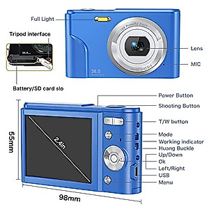 Digital Camera for Kids Boys and Girls - 36MP Children's Camera with 32GB SD Card，Full HD 1080P Rechargeable Electronic Mini Camera for Students, Teens, Kids(Light Blue)