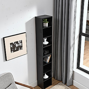 BOLGTO 70.9-inch Tall Narrow Bookcase, 8-Shelf Display Bookshelf with Adjustable Shelves Multi-Functional Floor Standing Display Storage Cabinet Home Decor Furniture for Home Office Living Room,Black