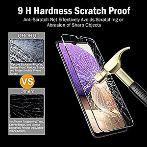 QHOHQ 3 Pack Screen Protector for Samsung Galaxy A32 5G/M32 5G (Not fit A32 4G＆M32 4G) with 3 Pack Camera Lens Protector, HD Tempered Glass Film, 9H Hardness, Anti-Scratch, Easy Install, Case Friendly