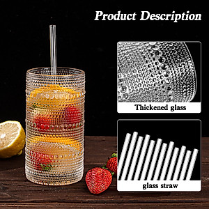 Dingerjar 2024 Upgraded Large Capacity 16 oz/480 ml Hobnail Glasses Drinking Set of 12 - Heavy Vintage Glassware