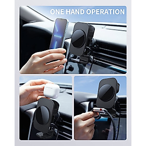 MAKAQI 3 in 1 Magnetic Wireless Car Charger, Car Charger Mount for iPhone/Apple Watch/Airpods, Car Phone Holder Only Support with iPhone15/14/13/12 Pro Max, Apple Watch SE 7/6/5/4/3/2, AirPods (Black)