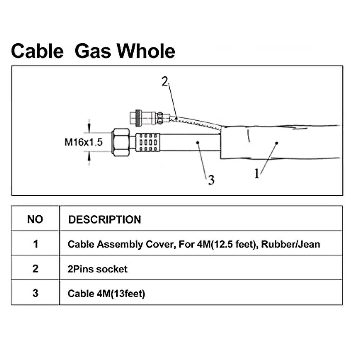 Welding Knight WP17 Air-Cooled Tig Torch With 13FT Cable Plug 16M-2 M16*1.5 Connector (WP17 black handle)