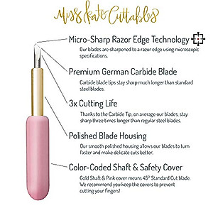 Carbide Blades for Cricut Explore Air 2 Vinyl Cutting Machines - Standard Cut 45 Degree - 5 Pack - Premium German Carbide - by Miss Kate Cuttables - Replacement Blades for Cricut Pazzles