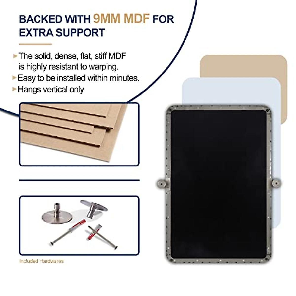 ANDY STAR 22"x34" Brushed Nickel Pivot Mirror for Bathroom, Silver Metal Frame Bathroom Mirrors for Wall，Rectangle Titling Vanity Wall Mirror with Rounded Corner Design Hangs Vertically Only