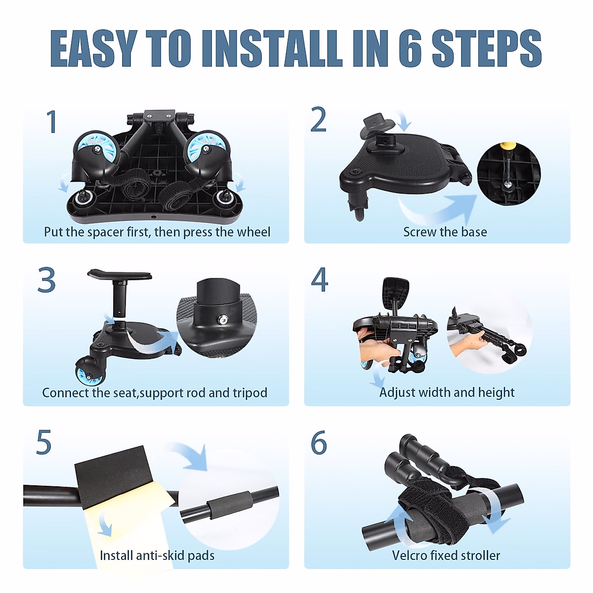 Universal Stroller Board,Stroller Board,Buggy Board,Stroller Attachment for Toddler to Ride,Sit and Stand Stroller,Stroller Standing Board,Stroller Board Attachment for Toddler