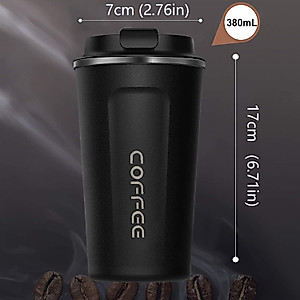 CCFENGUP 17oz Travel Mug, 510ml Insulated Coffee Mug Spill, Stainless Steel Vacuum Tumbler, Big Water Bottle with Lid, Double Wall Leak-Proof Thermos for Keep Hot/Ice Coffee,Tea, Black