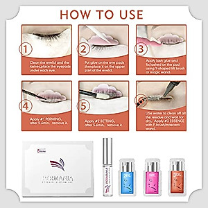 PERMANIA Lash Lift Kit,Lash Perm Kit, Fast Eyelash Lifting 5 Minutes DIY at Home with Strong Glue Disposable Sachet Lash Perming Kit Last 8 Weeks（30pcs）