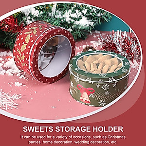Cabilock 4pcs Christmas Empty Tin Round Metal Tins with Lids Metal Containers for Goodies Chocolate Nuts and Home Storage Cerebrate a Holiday