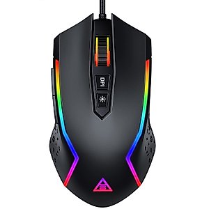 EKSA Gaming Mouse, Computer Mouse with 7 Programmable Buttons, Wired Gaming Mice with Chroma RGB 6 Backlit & Adjustable 8000DPI for Windows PC Gamers