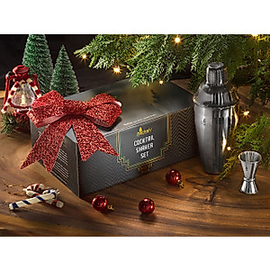 ROCKSLY MIXOLOGY BAR Set Premium Bartender Kit, Zig-Zag Tool Stand, 18 Oz Cocktail Shaker, Strainer, Jigger, Spoon, Tongs, Bottle Opener, Recipe Book