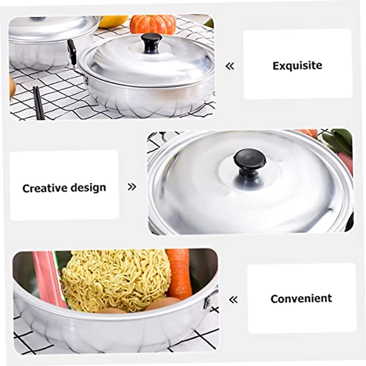GANAZONO Instant Noodle Pots Cooking Pot Mini Pan Mini Saucepan 3pcs Small Aluminum Pan Ramen Pot Soup Pot Plastic Mini Korean Noodle Pot Korean Ramen Pot Biryani Cooking Pot