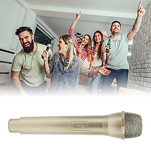 Shanrya Fake Microphone for Singing, Plastic Prop Mic Prop Microphone with 1 X Prop Microphone for Parties(Gold)