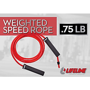 Lifeline Fitness Weighted Speed Rope - Jump Rope for Home Gym - Tone Muscles and Burn Fat with Adjustable Lengths - Two Weight Levels Available 0.75 lbs.