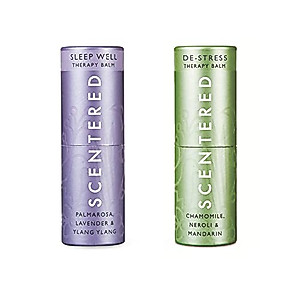 Scentered Aromatherapy Balm Duos Gift Set - Set of 4 Natural Therapy Balm Sticks - Includes Sleep Well, 2X De-Stress & Focus Aromatherapy Balm Bundle