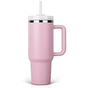 METRICCHIMP 40 oz Tumbler With Handle and Straw Lid Insulated Reusable Stainless Steel Water Bottle Travel Mug Iced Coffee Cup Travel Mug for Hot and Cold Beverages