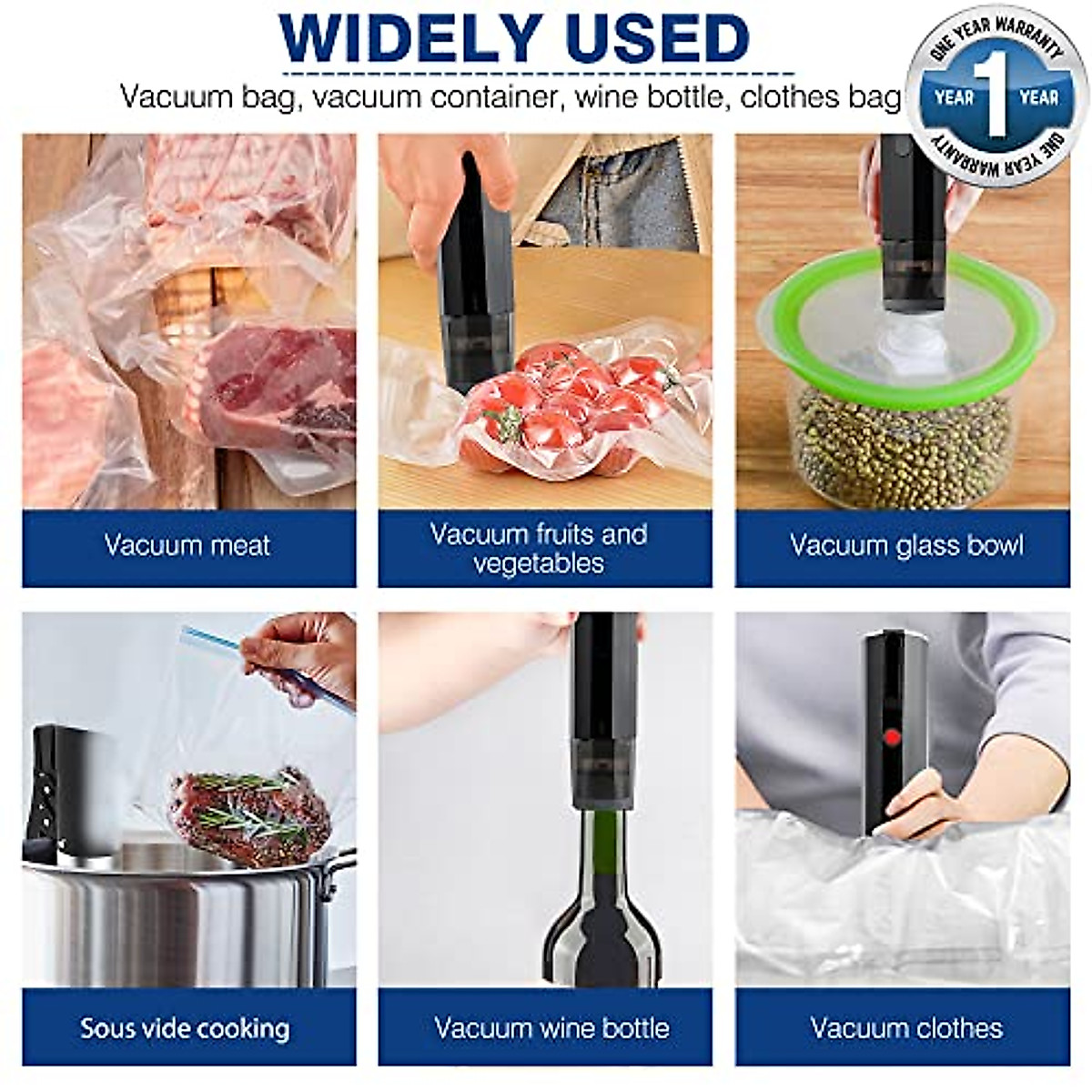 Moonshan Handheld Vacuum Sealer Portable Food Vacuum Sealing Machine 1200 mAH Rechargeable Lithium Battery Carry-on Type with 5 Reusable Bags for Home