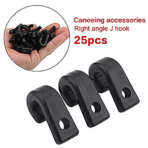 Dilwe 25pcs Kayak Lashing Hooks, J Shape Black Nylon Lashing Hooks for Kayak Bungee Cord Canoes Boats