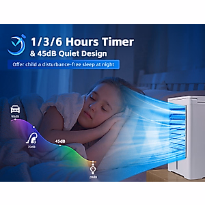 Off Paper Personal Air Conditioner Mini AC, 3 Speeds 450ML Water Tank Room Evaporative Air Cooler Cooling Fan with Timer, Aromatherapy Notch, Spray Function, Portable AC Units for Rooms and Office