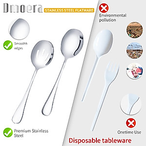 8 Pieces Stainless Steel Flatware Serving Utensils, Include 2 Serving Spoons, 2 Slotted Spoons, 2 Tongs and 2 Forks for Party Buffet Banquet Kitchen