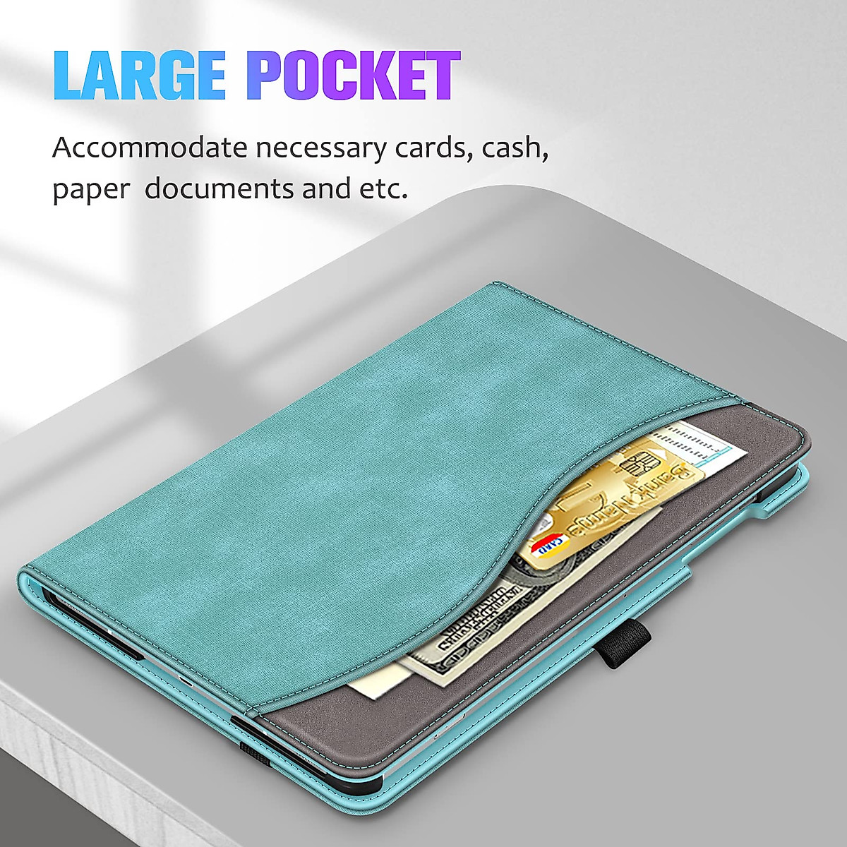 Fintie Case for Samsung Galaxy Tab S10 Plus/ S9 Plus/ S8 Plus/ S7 FE/ S7 Plus 12.4 Inch, Multi-Angle Viewing Protective Cover with Pocket, Auto Sleep/Wake, Turquoise