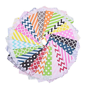 Tvoip 50 Pcs 5 x 7 Inches White and Black Striped Paper Bags,Holiday Wedding Christmas Favor Candy Treat Bags