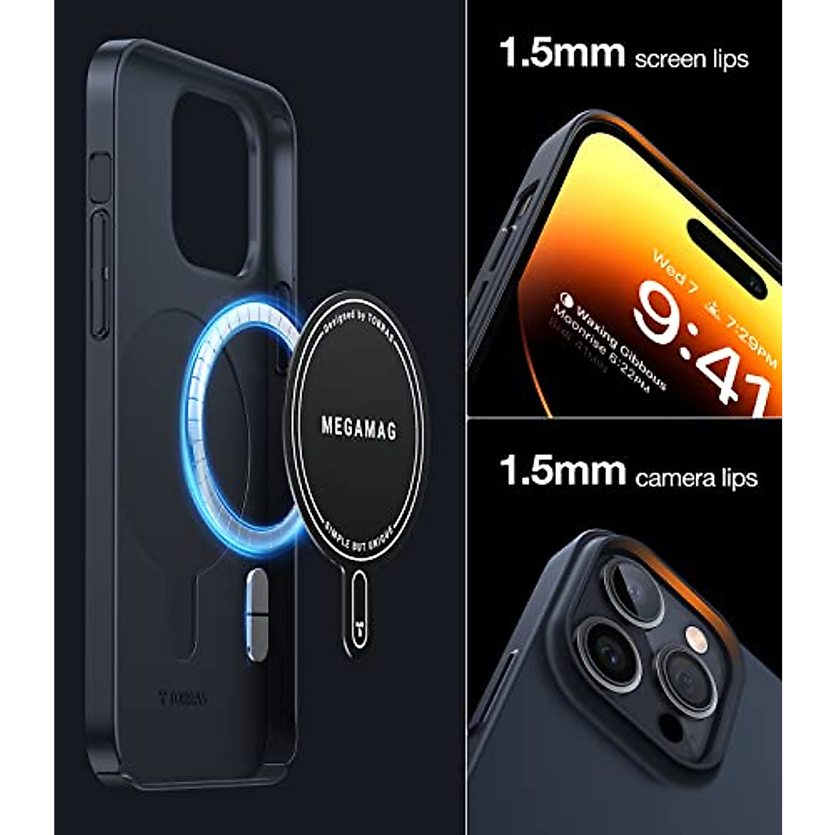 TORRAS Magnetic Slim for iPhone 13 Pro Max Case, Ultra Thin [Compatible with MagSafe] [Silky Touch] Plastic Anti-Scratch Sturdy Cover for iPhone 13 Pro Max Phone Case, Space Black