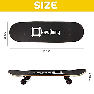 Skateboard Complete, 31" x 8" Double Kick Concave Pro Skateboards for Trick, Freestyle, Carving and Cruising with All-in-one T-Tool