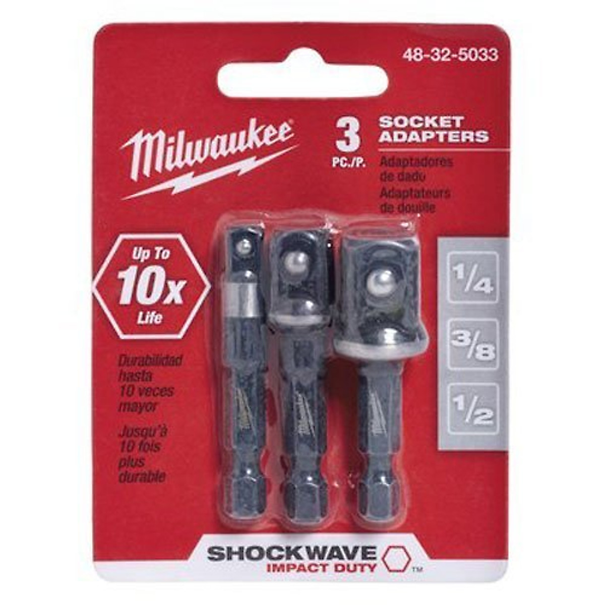 MILWAUKEE ELEC TOOL 48-32-5033 3 Piece 1/4" He x Adapter Set (4)