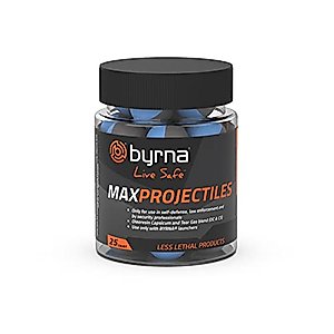 Byrna MAX Projectiles - | Maximum Stopping Power | OC and CS Non Lethal Pepper Spray & Tear Gas Blend Balls - Non Lethal Self Defense Projectile Rounds for Byrna Launchers, 0.68 Caliber (25 Count)