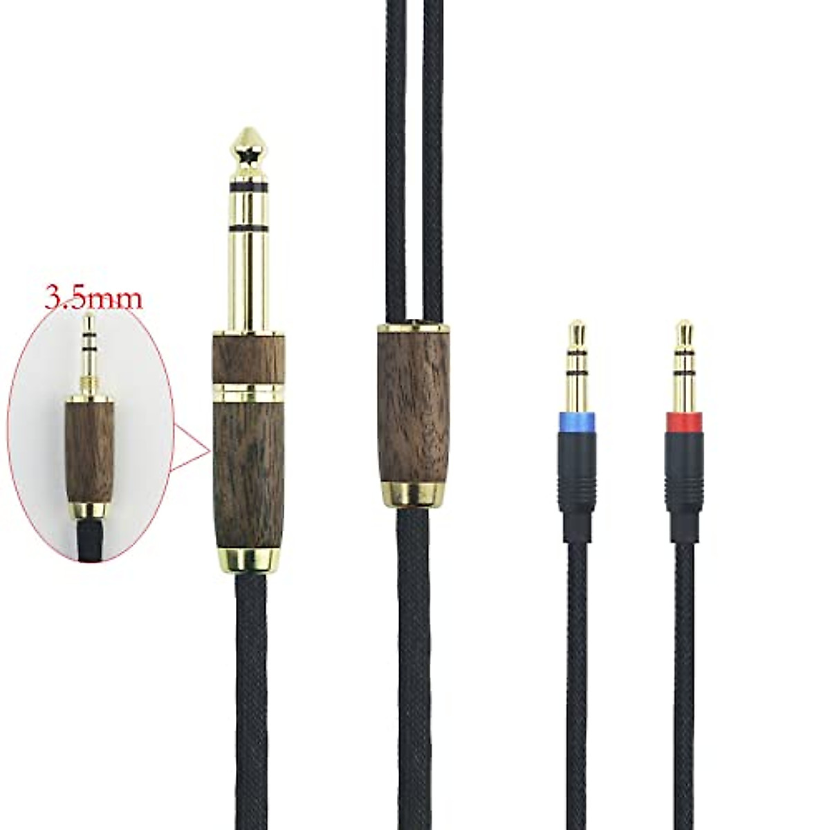 NewFantasia 10ft 6N OCC Copper Silver Plated Upgrade Audio Cable 3.5mm Male and 6.35mm Adapter Compatible with Hifiman Sundara, Ananda, Arya, HE400SE, HE4XX, HE-400i Headphone (2 x 3.5mm Version)