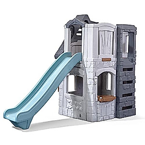 Step2 Enchanting Adventures 2-Story Kids Playhouse – Kids Play Set with Elevated Children’s Playhouse, Kids Slide, and Kitchenette – Large Backyard Playhouse