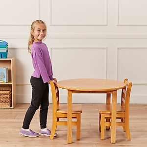 ECR4Kids 30in D Round Hardwood Table with 22in Legs, Kids Furniture, Honey