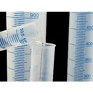Plastic Transparent Blue Line Liquid Graduated Measuring Cylinder Lab Test Tube 10ml /25ml /50ml /100ml/ 250ml /500ml / 1000ml Pack Of 7