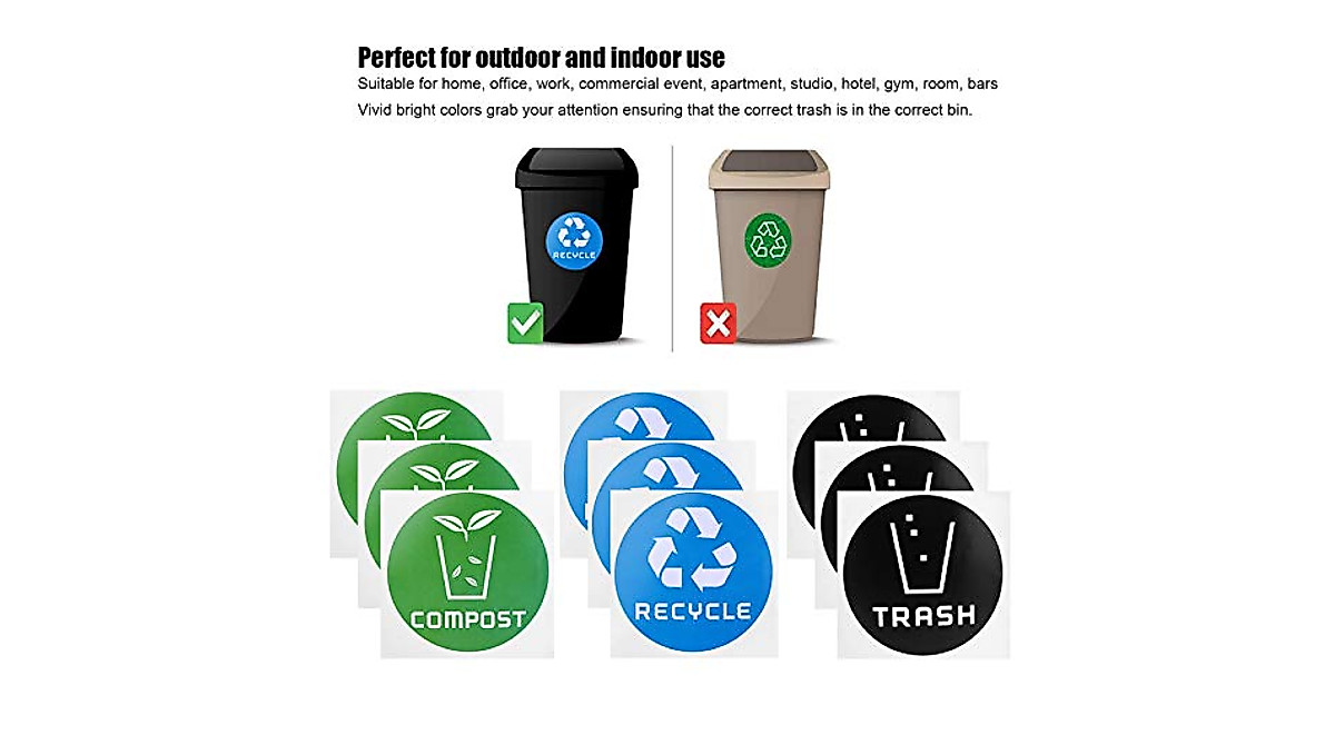 Recycle Stickers Pack of 60 - Organize Your Trash Smartly