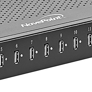 NavePoint 16-Port USB Charging Hub Station, Black, Horizontal, 5V,3A/200W USB Charger Output