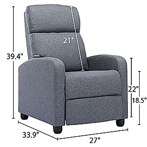 ANJ Massage Recliner Chair Fabric Winback Recliner Chairs, Modern Padded Seat Reclining Chair Single Sofa for Living Room, Adjustable Home Theater Seating Office (Light Grey)