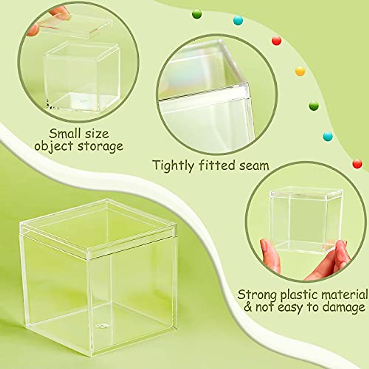 8 Pieces Clear Acrylic Plastic Square Cube Jewelry Box Mini Storage Box Mini Square Containers with Lids Storage Candy Box for Candy Pill and Tiny Jewelry (2.2 x 2.2 x 2.2 Inch)