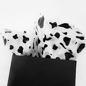 50 Sheets Large Cow Print Tissue Paper Bulk,28 x 20 inch,Cow Print Tissue Paper for Gift Bags,Black and White Cow Print Tissue Paper for Cow Party