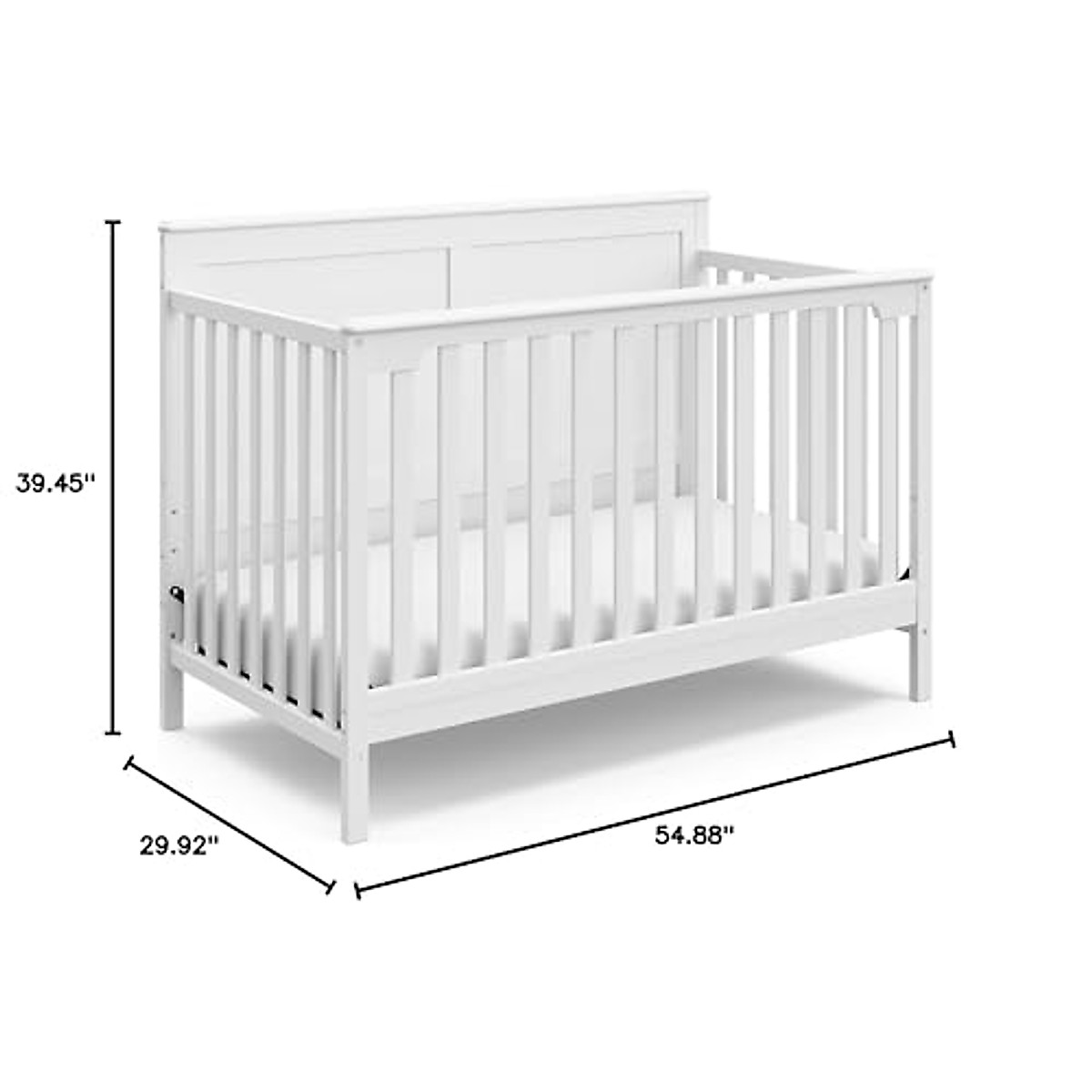 Storkcraft Alpine 5-in-1 Convertible Crib (White) – GREENGUARD Gold Certified, Converts to Toddler Bed and Full-Size Bed, Fits Standard Full-Size Crib Mattress, Adjustable Mattress Support Base