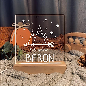 Wucidici Personalized Name Night Light with Little Explorer, Custom Name Led Lamp for Baby Kids, Brighter Made Customized Night Light Gift for Girl Boys