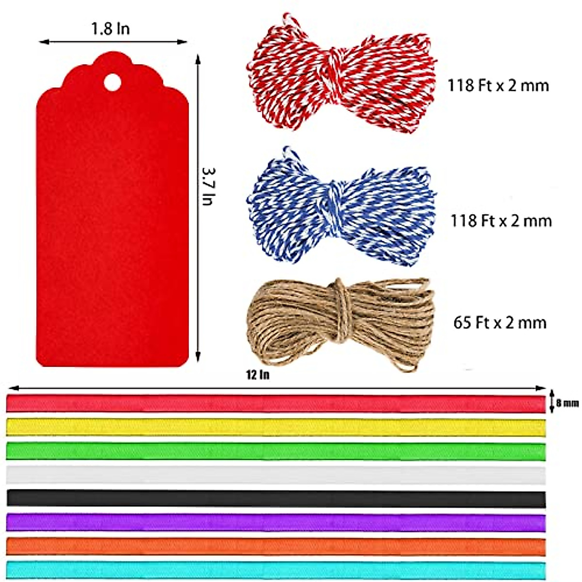 Nicunom 400 Pcs Colorful Gift Tags, 20 Colors Paper Tags with String, Blank Tags Hang Tags Treats Tags Price Tags Labels School Crafts Tags, Party Favor Tags for Wedding Christmas Birthday Holiday