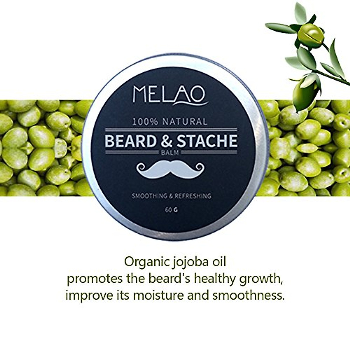 MELAO Beard Balm Softener Cream Mustache Wax & Mustache Conditioner Softener & Leave In Moisturizer Wax,Natural Beard Oil Butter for Beard Mustache Grooming and Styling