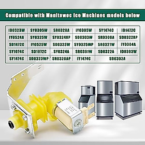 000009120 Water Inlet Valve Assembly with Brackets Inlet Tube Compatible with Manitowoc Ice Machines JC QR SD S K Series, 000008487 IH9123 33129026 Freezer Inlet Valve, 120V 60Hz Inlet Valve kit
