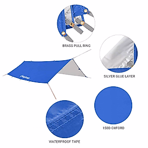 KingCamp Camping Tarp 10ft Oversize Tarp for Camping Lightweight Tearproof Hammock Rain Fly Waterproof Tarp with Silver Coating UPF50+ UV Protection for Backpacking Hiking Traveling Tent Tarps