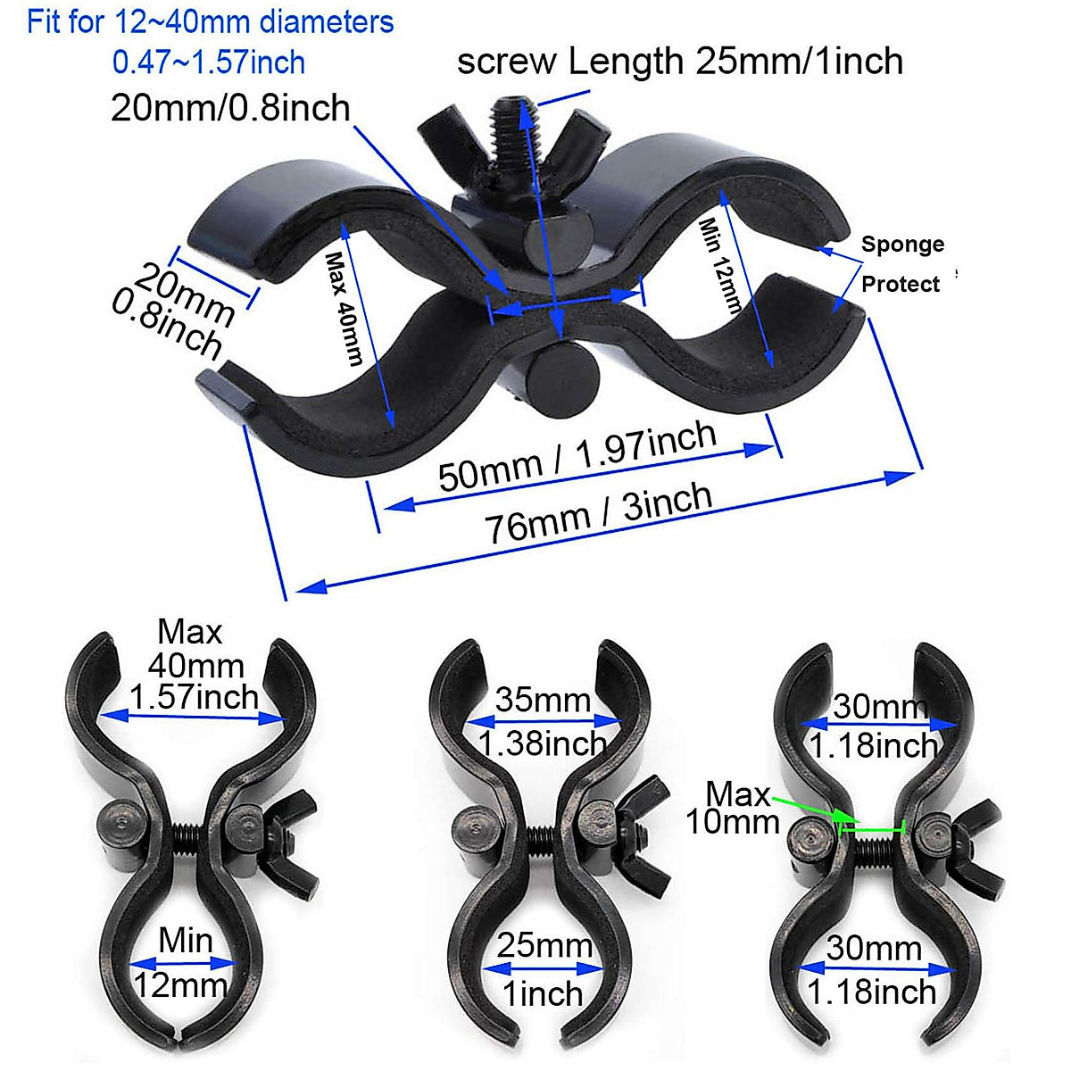 ABLEBRO Gun Scopes Airsoft Rifles Mount Helmet Camera Durable Quick Release Flashlight Mount for Long Gun Rifle High Profile Holder Torch Barrel Clamp Flexible fit for 12-40 mm Tube Scope Riser Mount