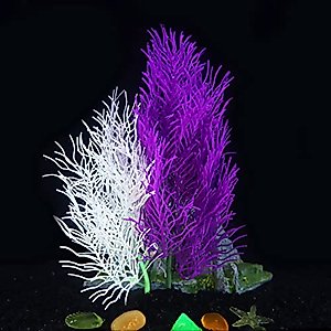 LPFLASAT Fish Tank Decorations Aquarium Decorations Fish Tank Aquarium Decor Fish Tank Decor Aquarium Accessories Turtle Tank Fish Tank Glow Plants Aquarium Ornament 1 Pieces (Big-Purple)