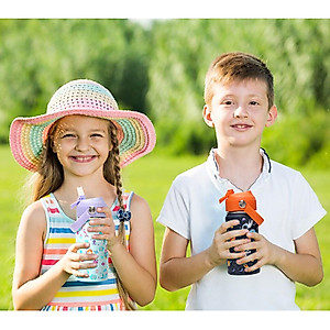 Scothen Kids Insulated Water Bottle with Straw Lid, 14oz Double Wall Vacuum 18/8 Stainless Steel Kids Tumbler, BPA-FREE Leak Proof Toddler Metal Water Bottle Kids Cups for School Travel Boys Girls