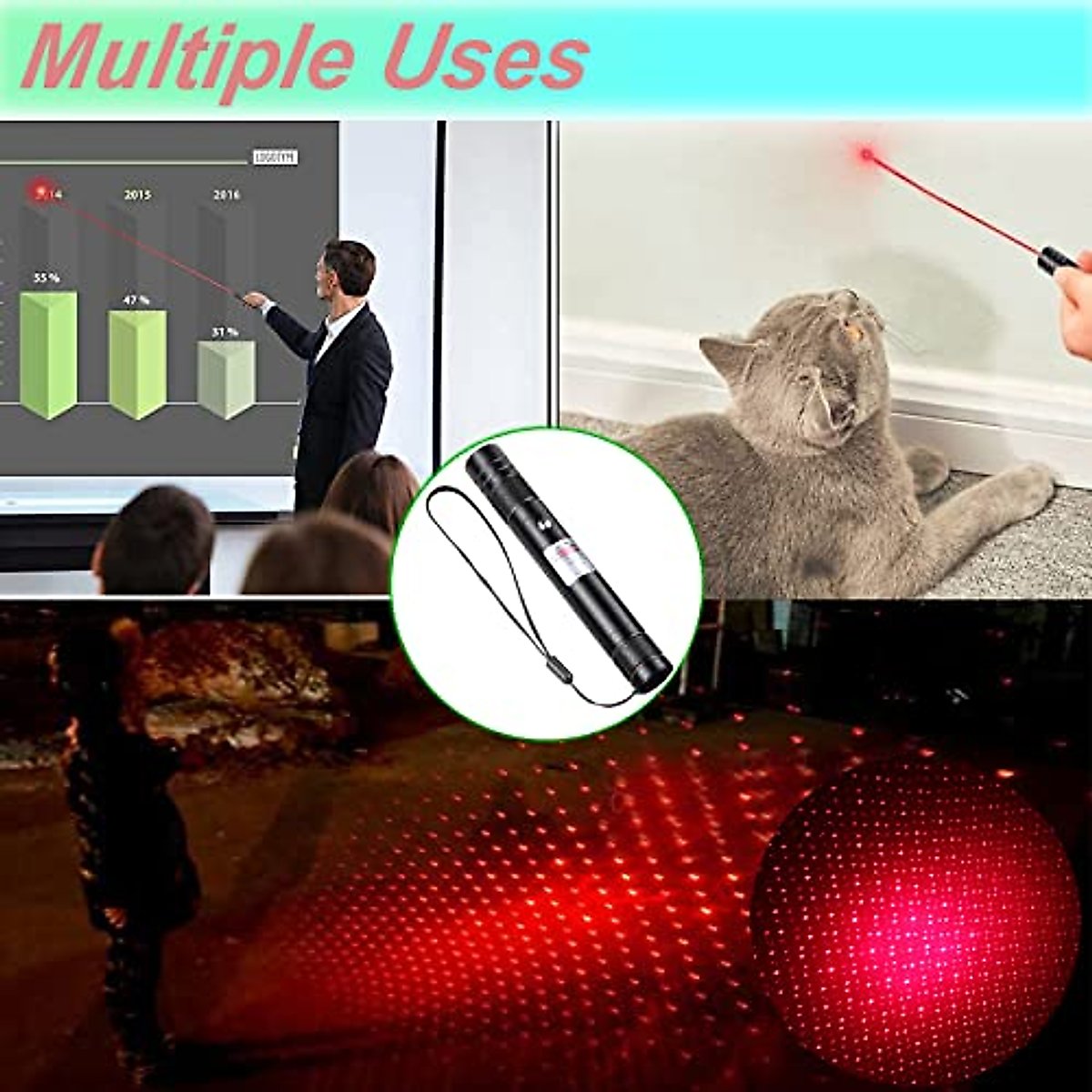 Red Laser Pointer High Power, High Power Laser Pointer Long Range Strong Laser Light Pointer Long Range USB Rechargeable Laser Pointer Pen for Teaching Hunting Outdoor Astronomy Hunting Lazer Pointer